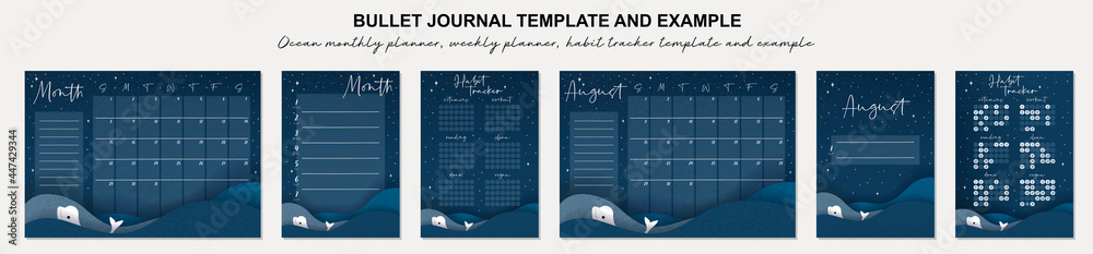 Ocean monthly planner, weekly planner, habit tracker template and ...