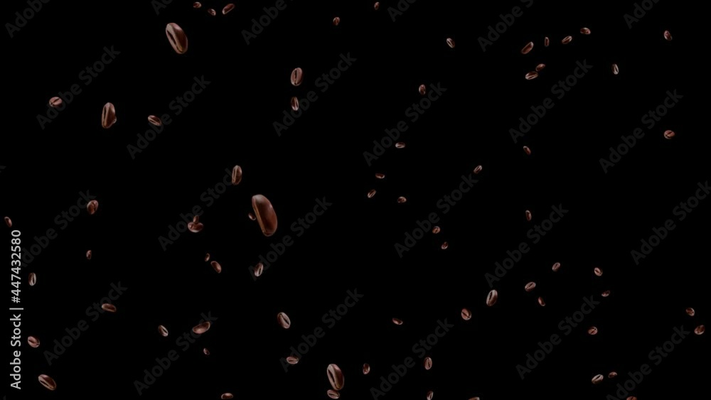 High quality animation of falling coffee beans loop background in slow ...