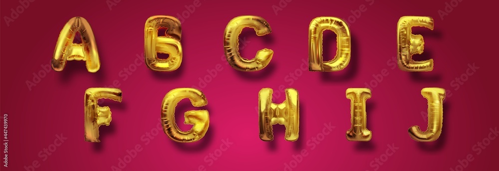 Metallic Gold ABC Balloons, golden letter alphabeth. Gold type Balloons ...