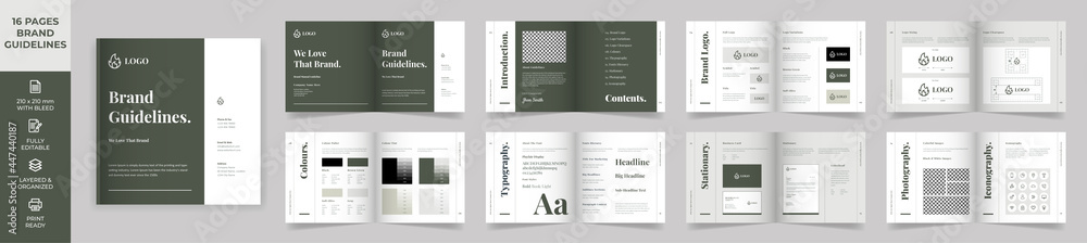 Square Brand Manual Template, Simple style and modern layout Brand ...