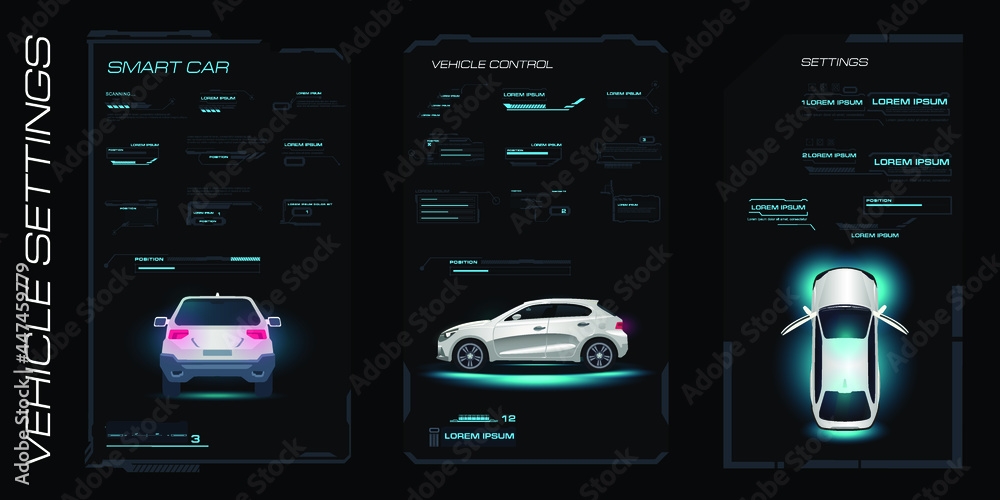 Car user interface. Electronic digital scoreboard with network settings ...