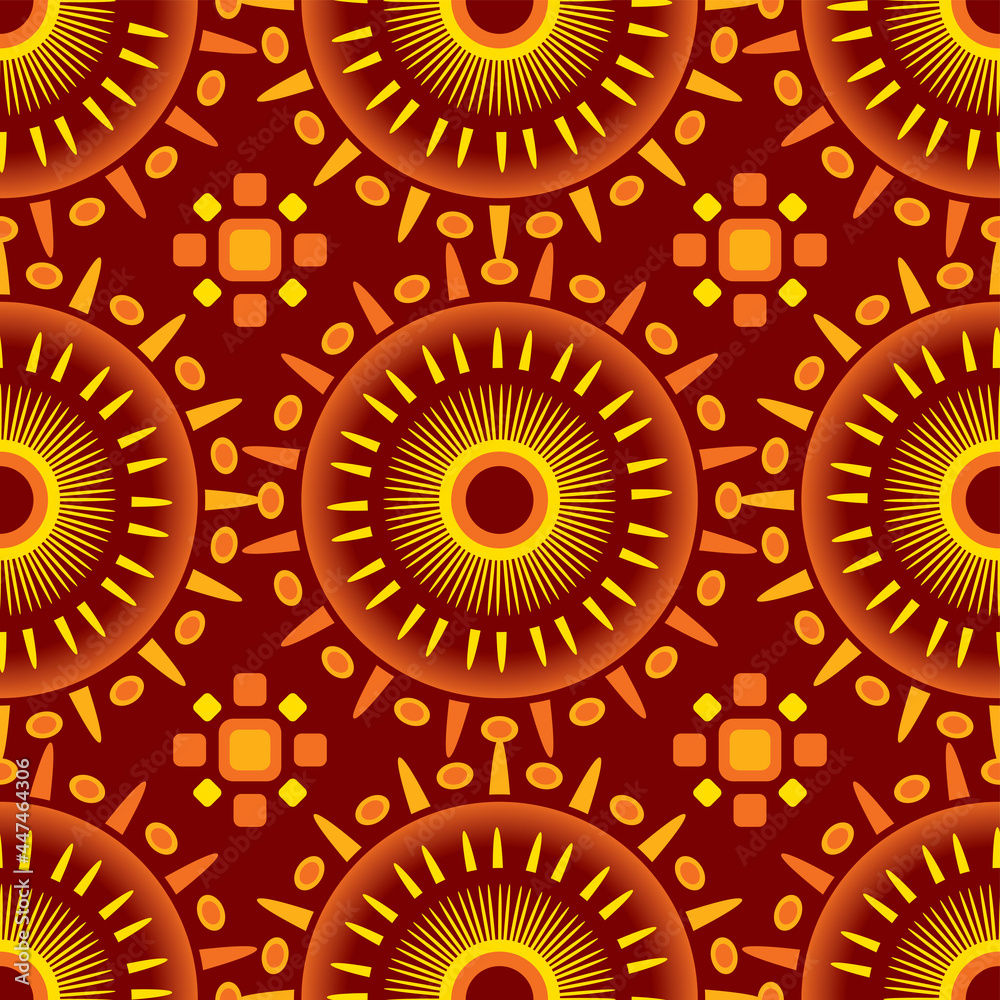 Seamless African Design in Red, Yellow and Orange for Fabric and ...