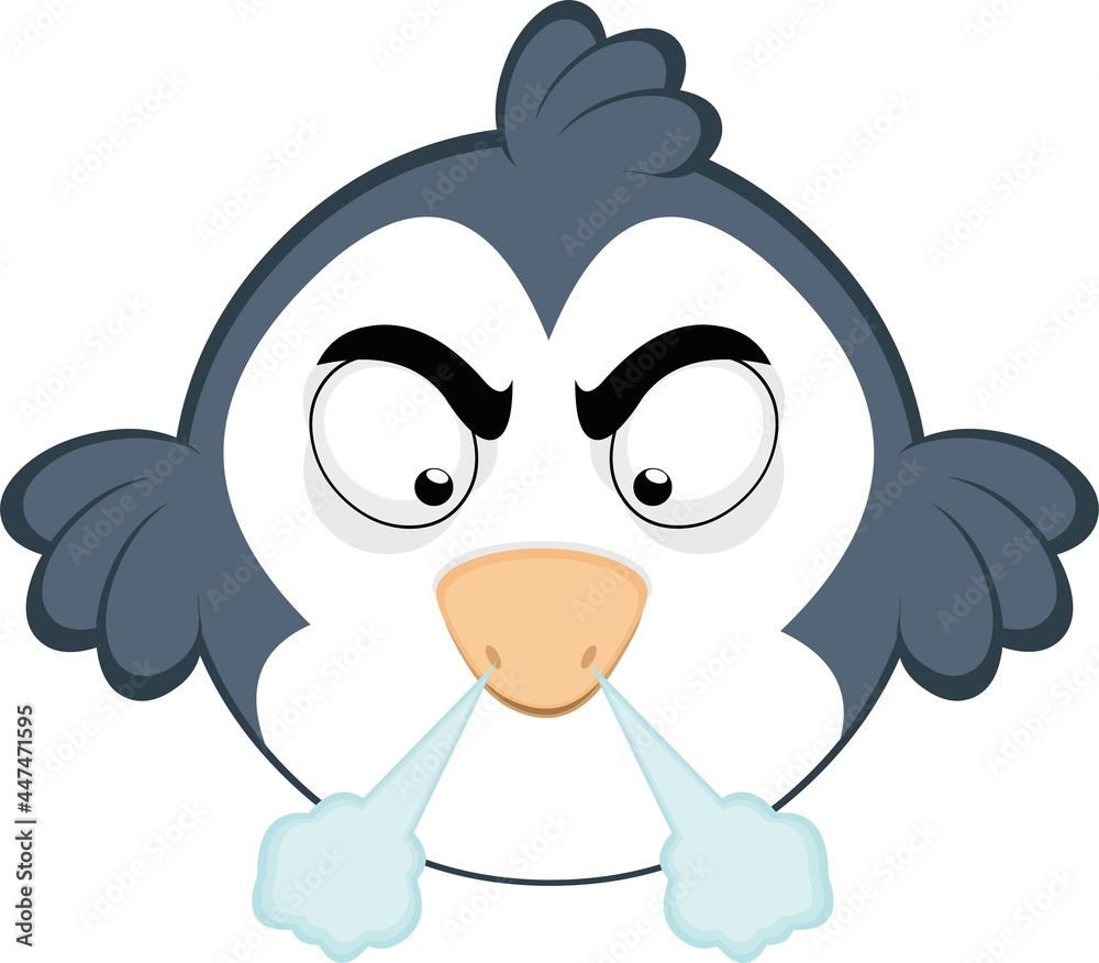 Vector emoticon illustration of a cartoon bird with an angry expression ...