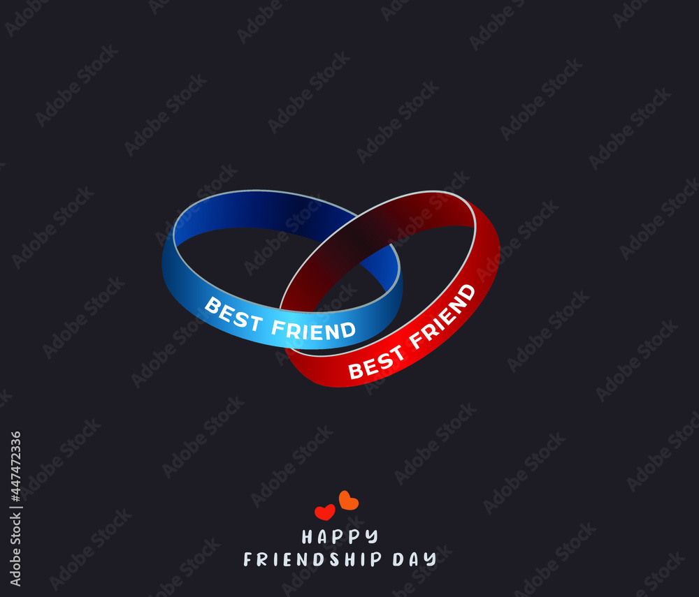 happy friendship day concept. two wristbands are red and blue in color ...
