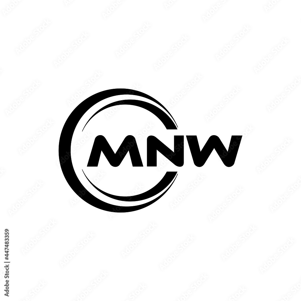 MNW letter logo design with white background in illustrator, cube logo ...