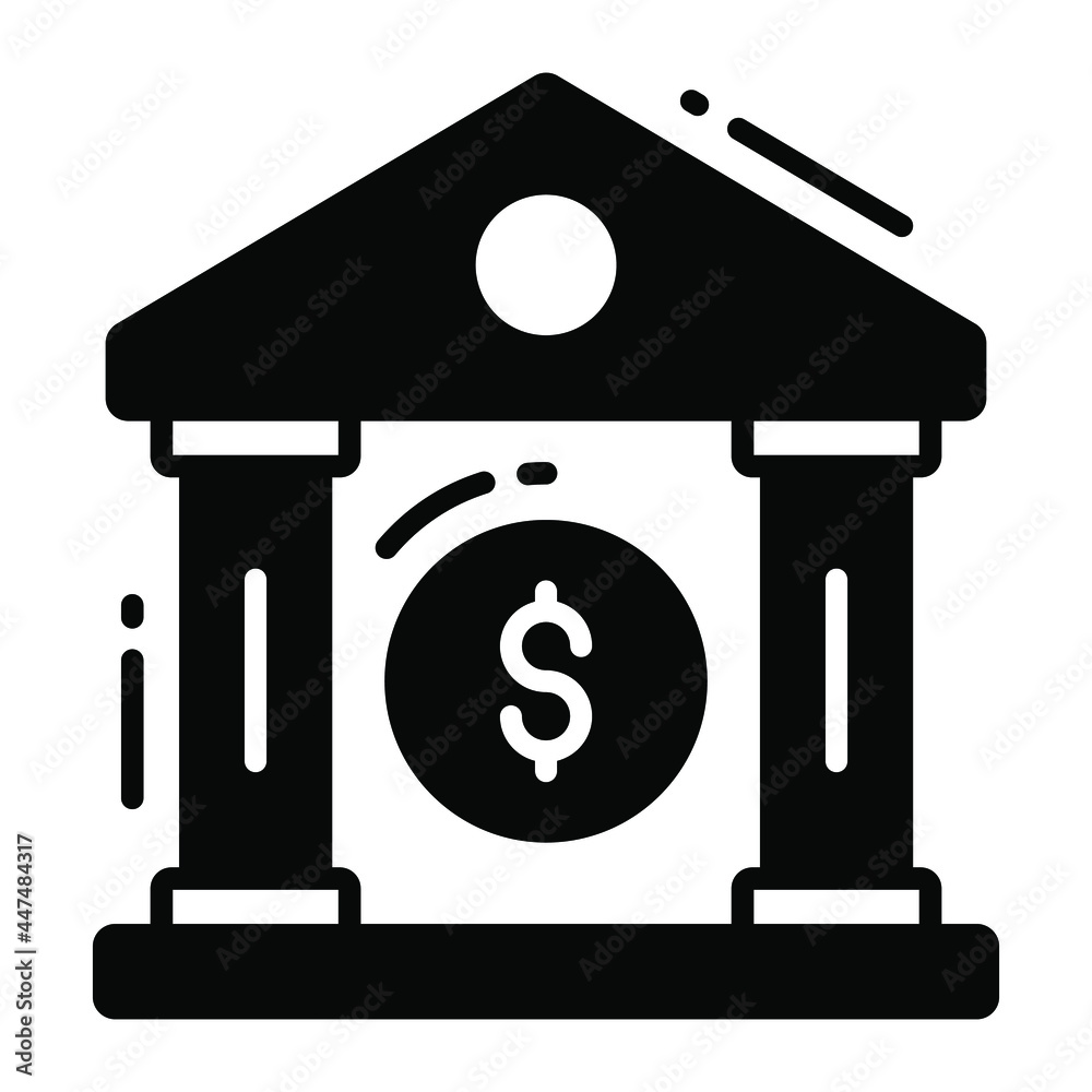 bank trendy icon, glyph style isolated on white background. Symbol for ...