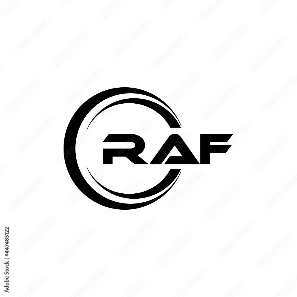Vecteur Stock RAF letter logo design with white background in ...