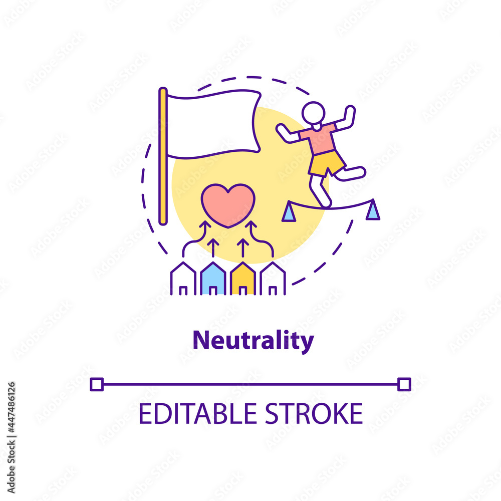 Neutrality position and mutual understanding concept icon. Humantarian ...