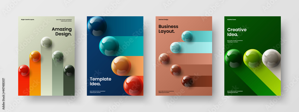 Simple journal cover design vector concept bundle. Original 3D spheres ...