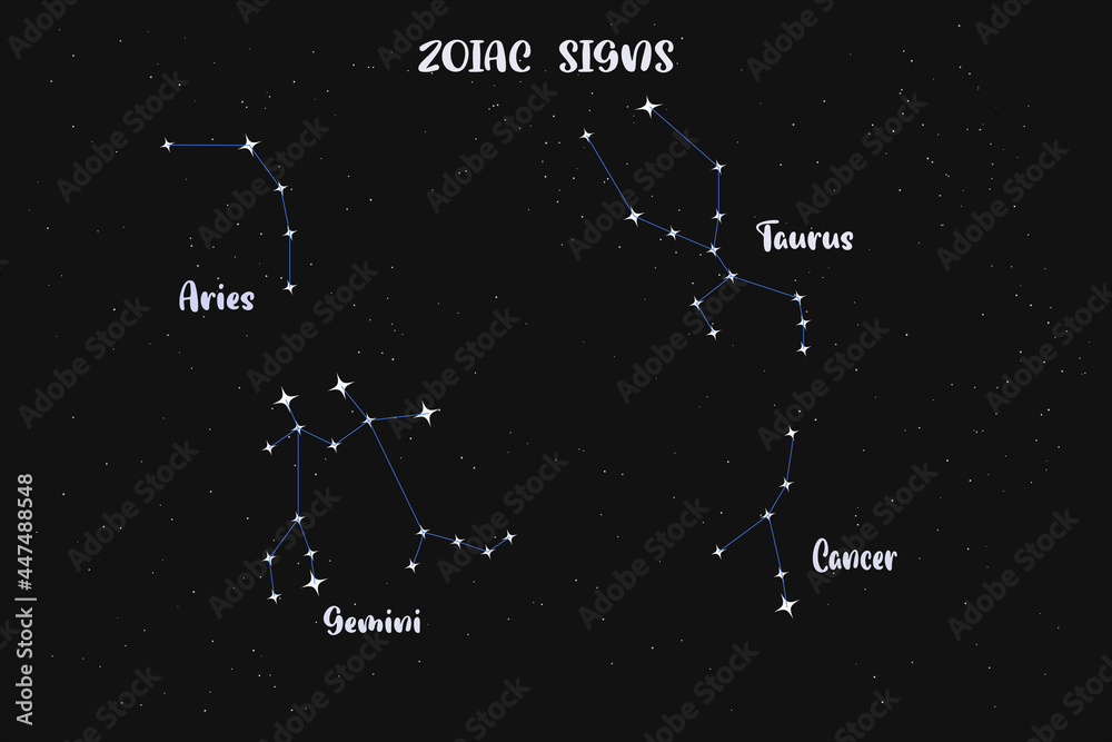 vector illustrated diagrams represents zodiac signs of constellations ...