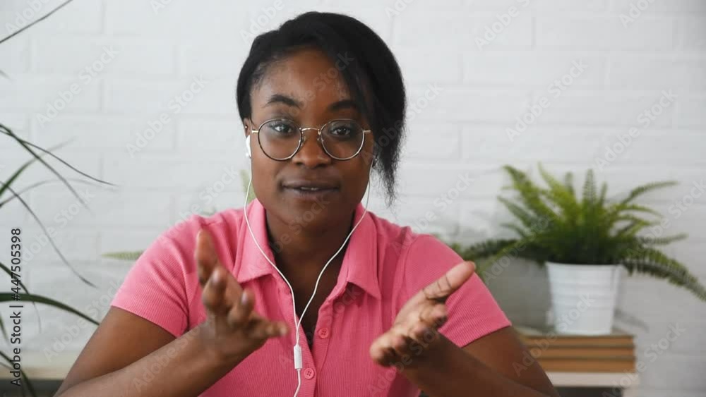 Video Stock Young black African woman explaining on video call job ...