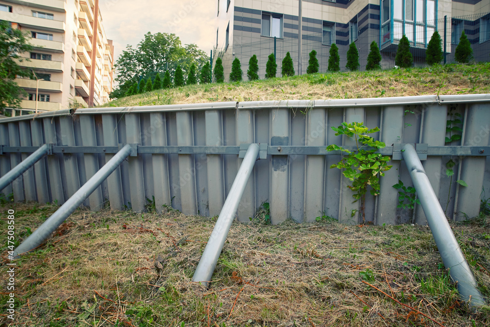 Steel sheet piles retaining wall structure. Sheet piling wall series of ...