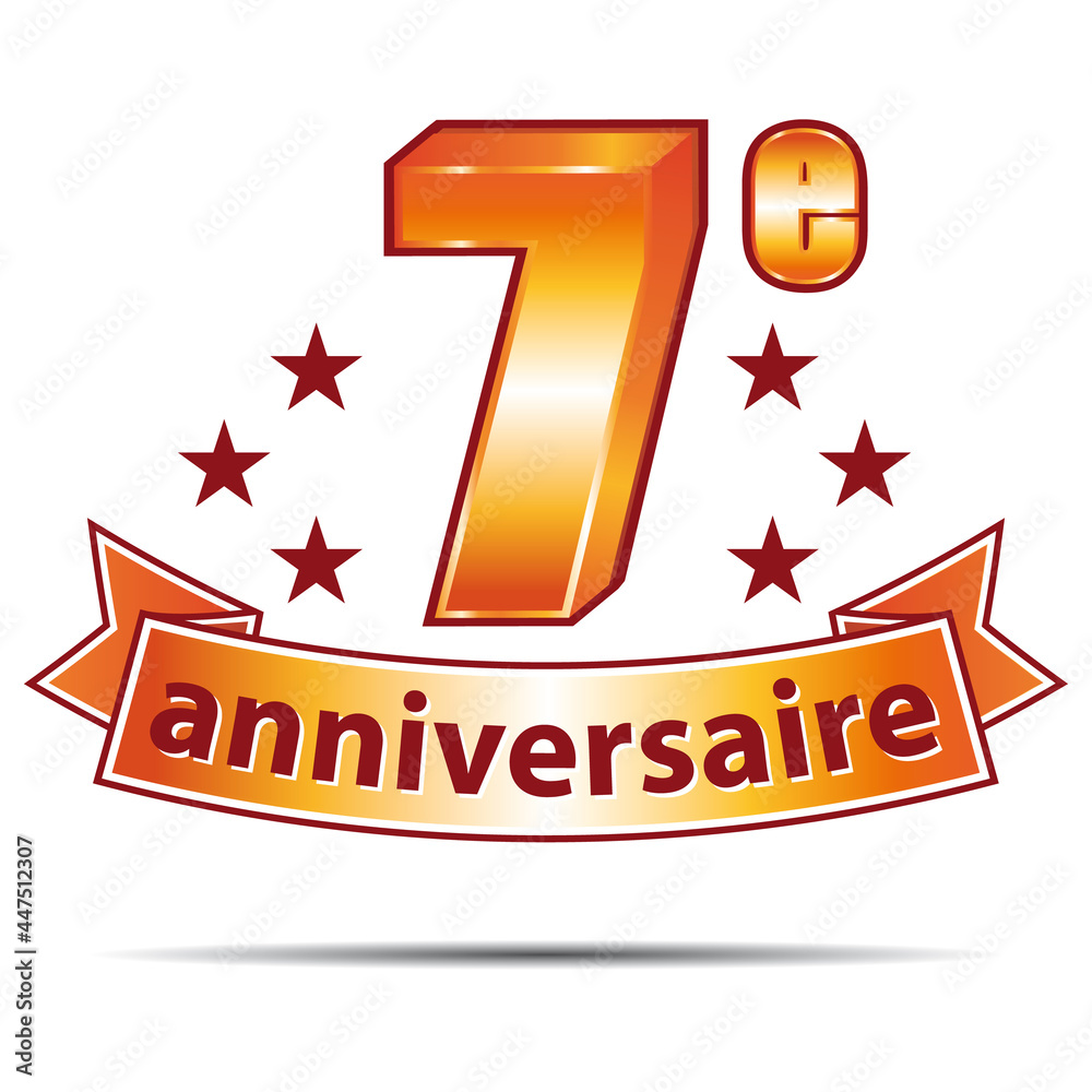 Septième anniversaire ! Joyeux anniversaire. Célébration des sept ans ...