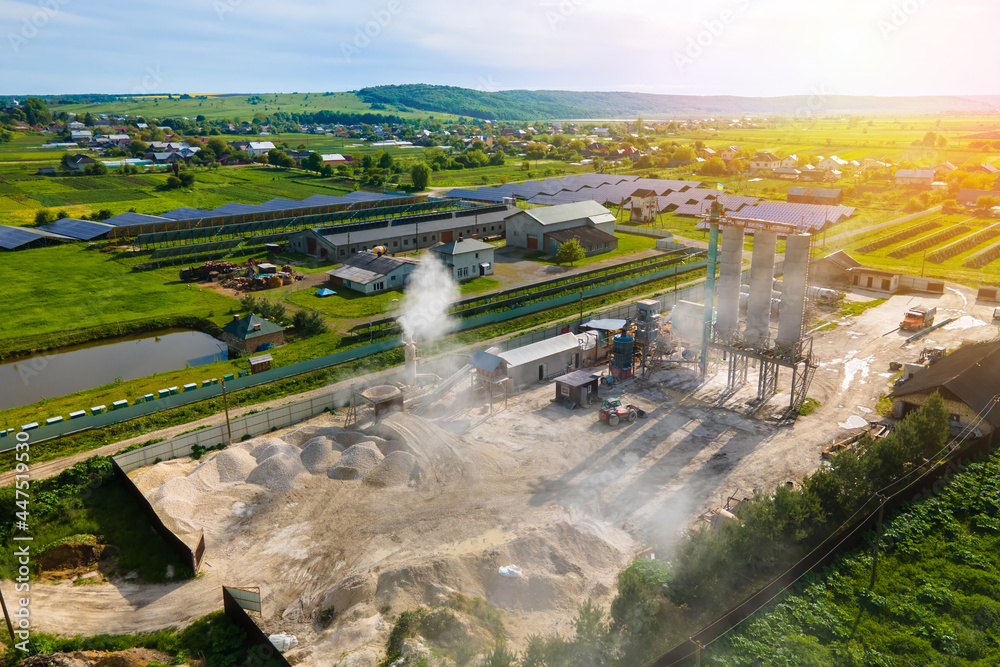 Processing factory at mining site producing cement construction ...