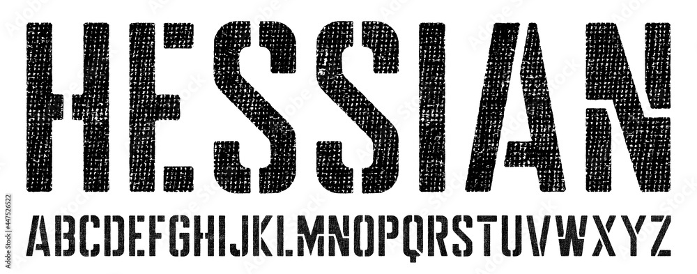 Stencil Font with a Detailed Hessian Texture Stock Vector | Adobe Stock