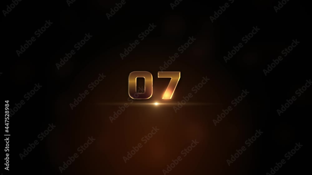Countdown gold glittering numbers for festive New Year timer 4K ...