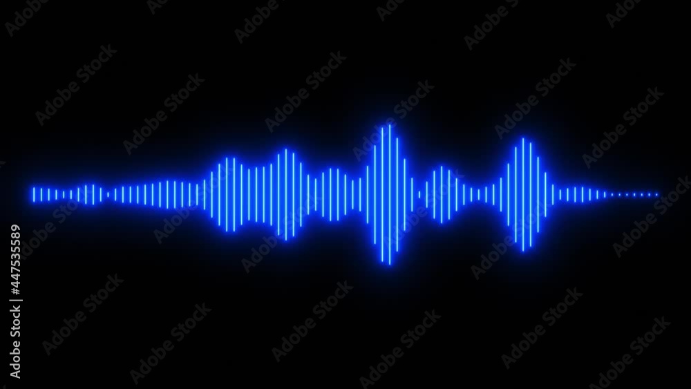 Sound Track Animation Glowing Blue Neon, Dark Background, Thin Linear ...