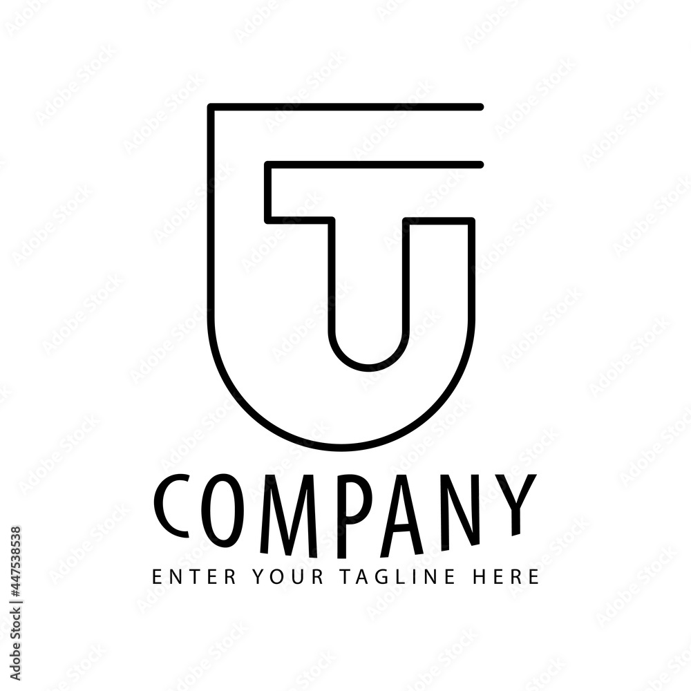 U dan t Huruf Logo Dengan Desain Garis Hitam. Ilustrasi vektor simbol ...