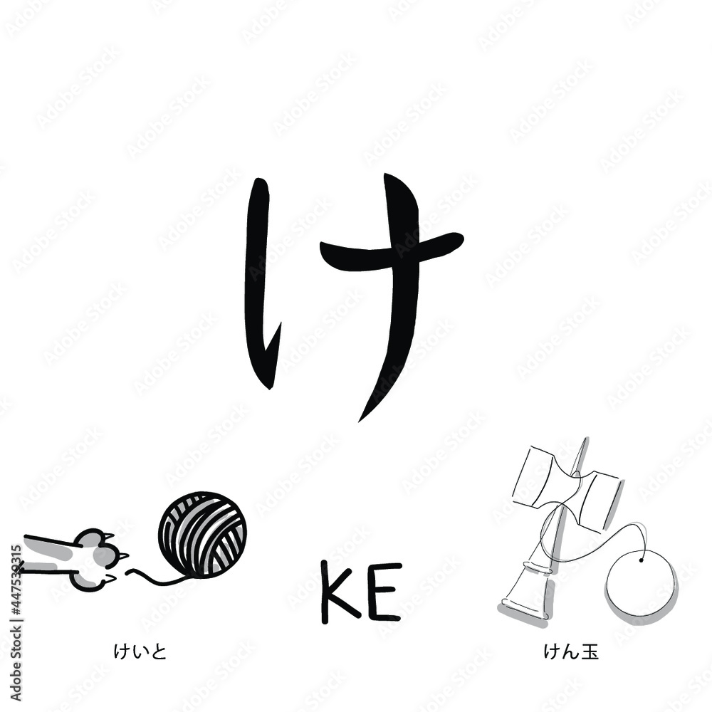 Japanese alphabets illustration Hand drawn sketch drawing. Japanese ...