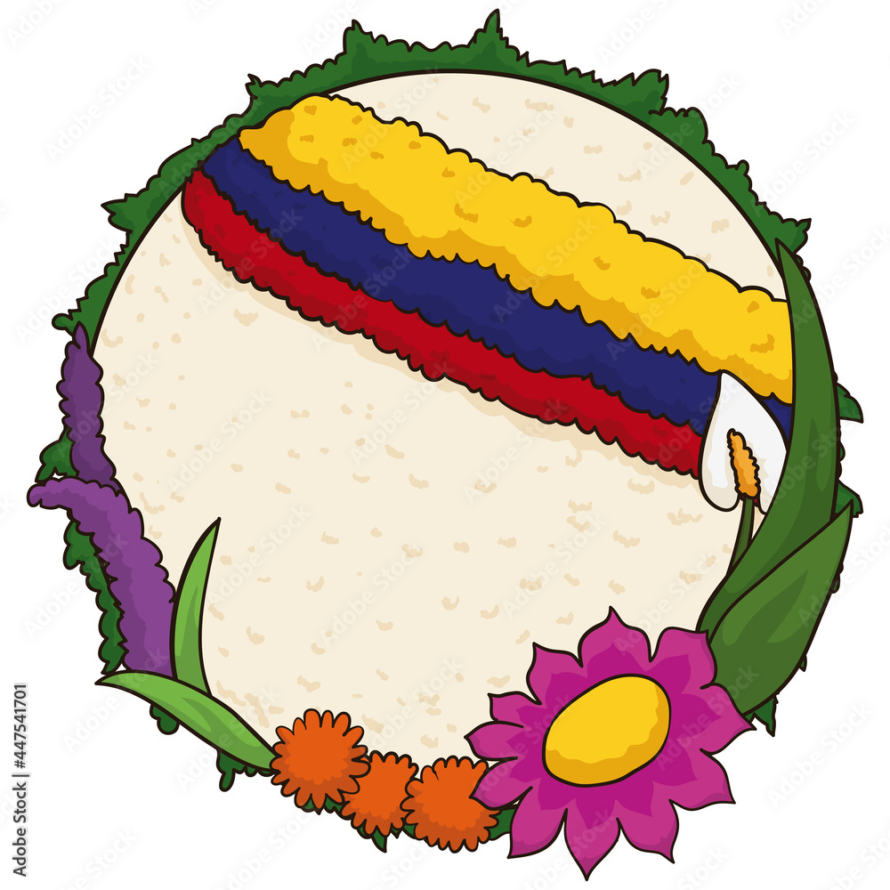 Round design for a Silleta with Colombian flag and beauty flowers ...