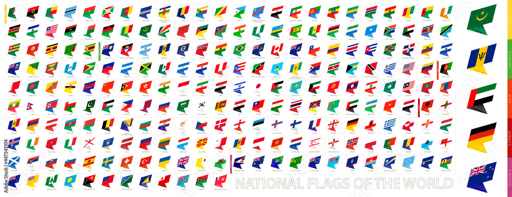 National flags of the world in an abstract modern design, flags sorted ...