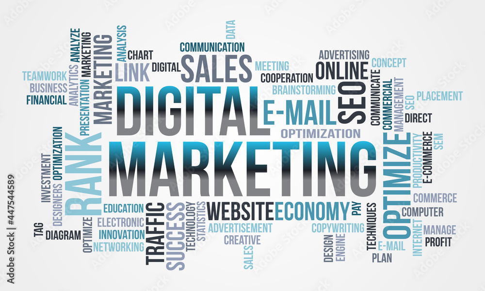 Business Concept Background, Digital Marketing Word Cloud Stock Vector ...