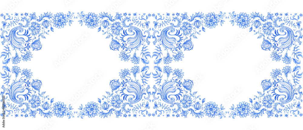 Blue Damask Border