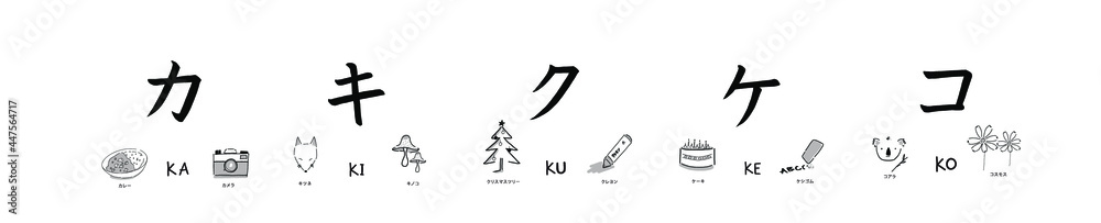 Japanese alphabets illustration Hand drawn sketch drawing. Japanese ...
