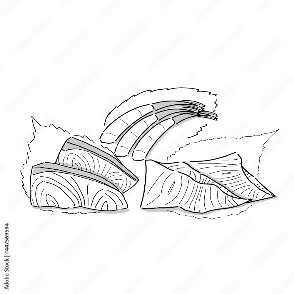 Japanese food illustration. Hand drawn sketch. Japanese cuisine. Vector ...