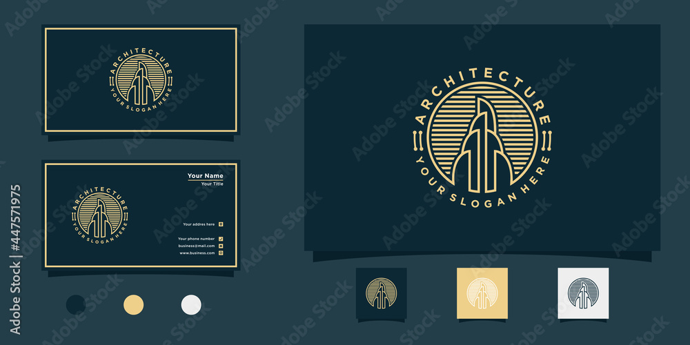 Building architecture logo design with modern line art and unique ...
