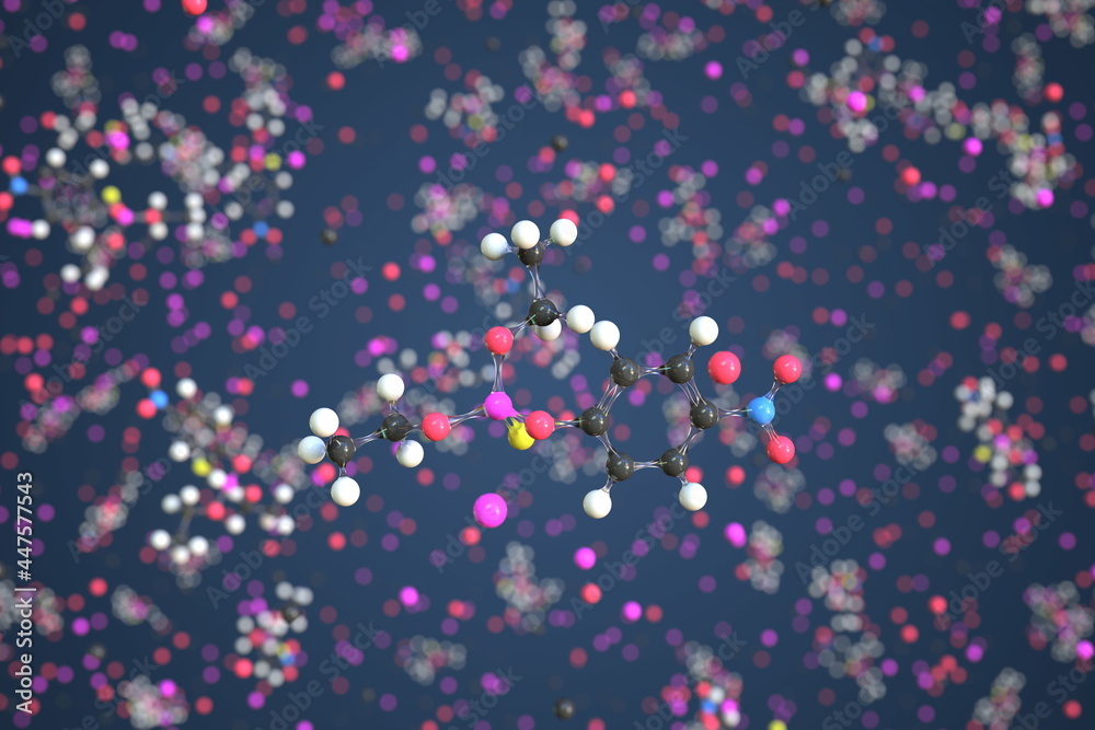 Parathion molecule, conceptual molecular model. Chemical 3d rendering ...