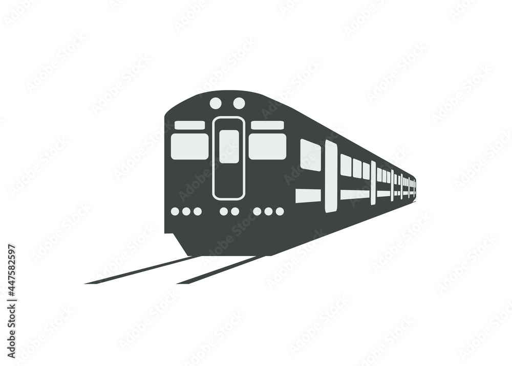 Commuter train silhouette simple illustration in perspective view Stock ...