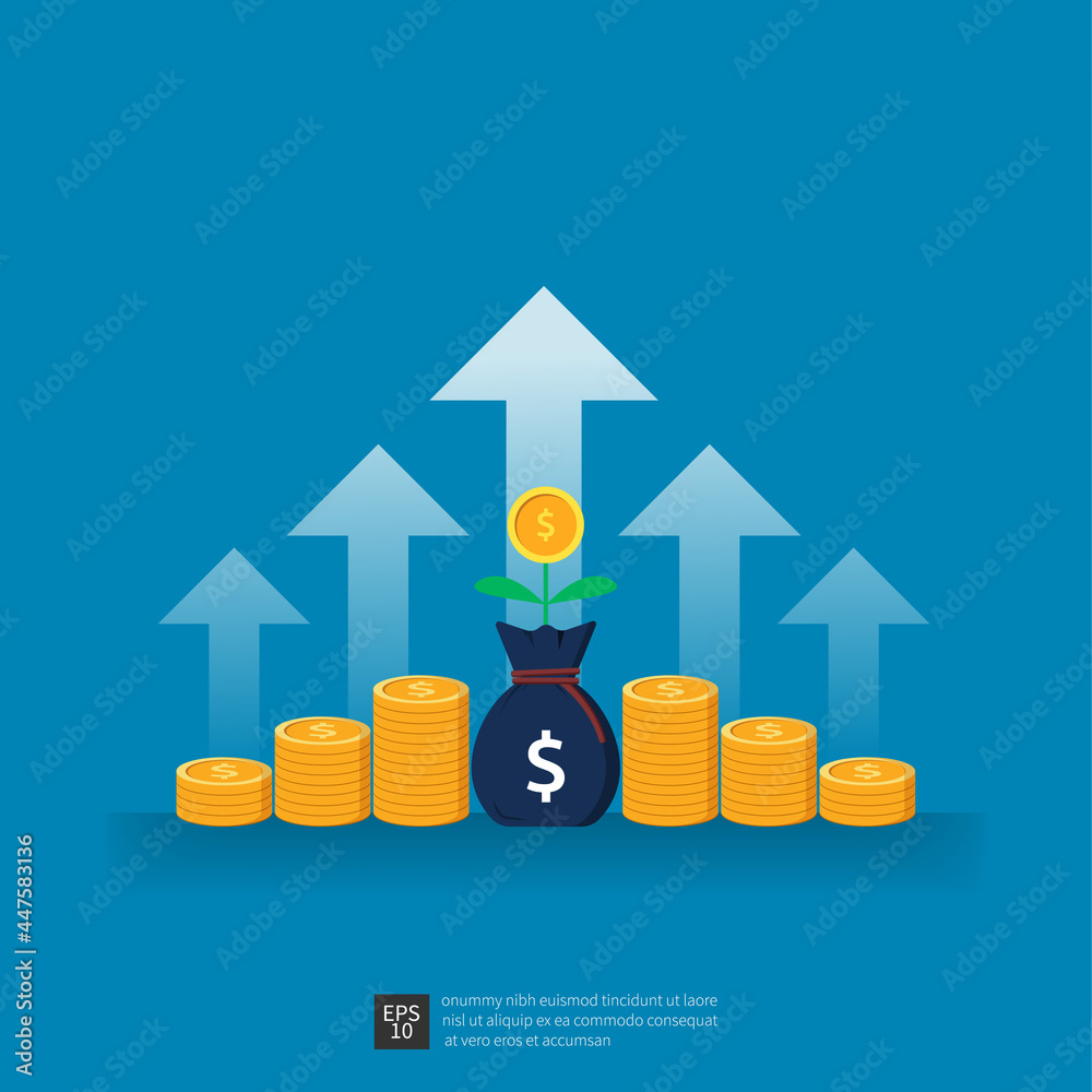 Return on investment of business growth arrow to success concept ...