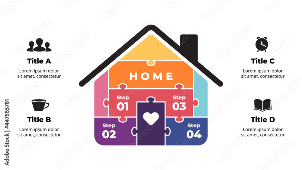 Creative vector home infographic template. Abstract house puzzle ...