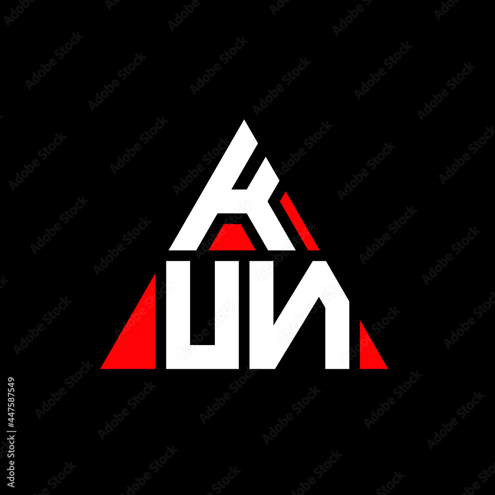 KUN triangle letter logo design with triangle shape. KUN triangle logo ...
