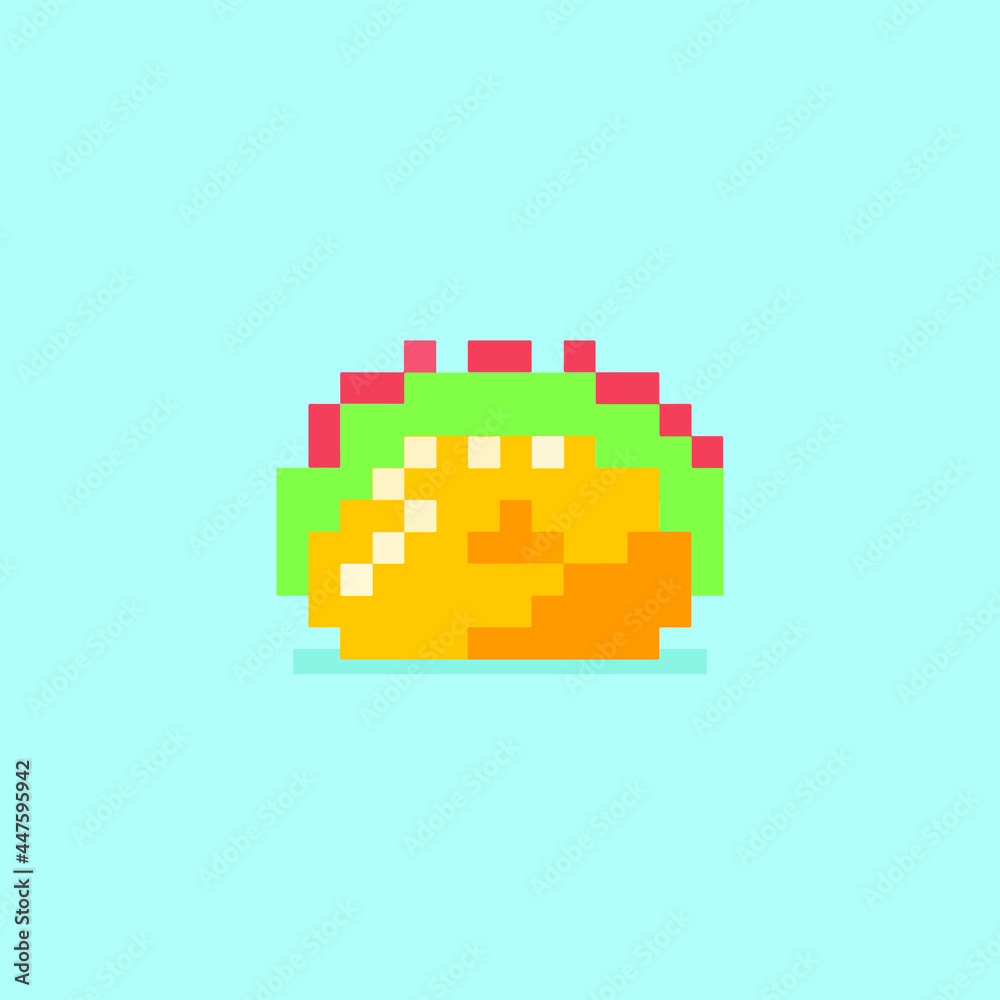 Taco illustration with the pixel art style, taco pixel design, taco ...