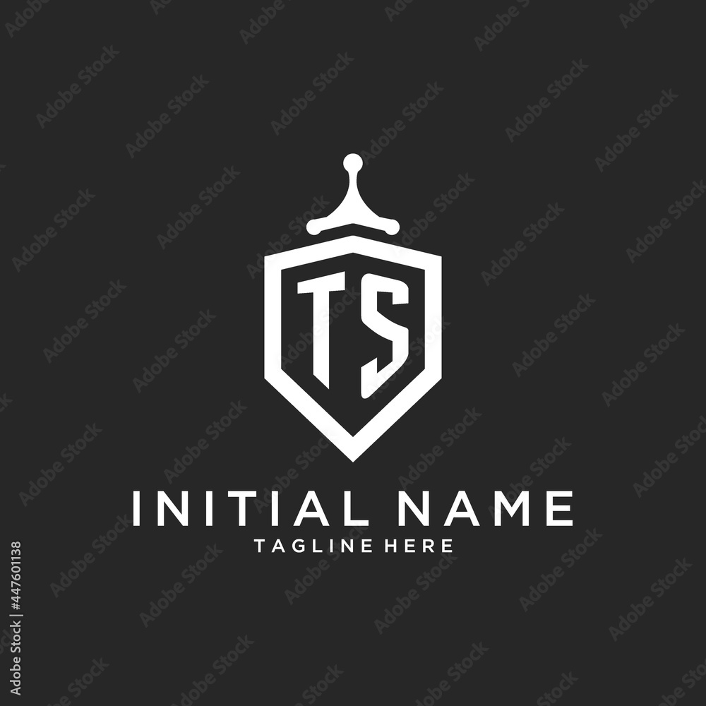 TS monogram logo initial with shield guard shape design Stock Vector ...