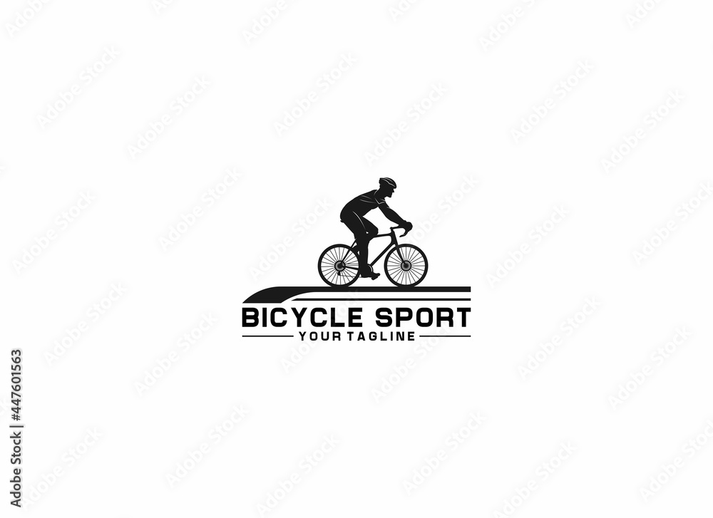 logo for sports cycling with illustration of a cyclist riding his ...