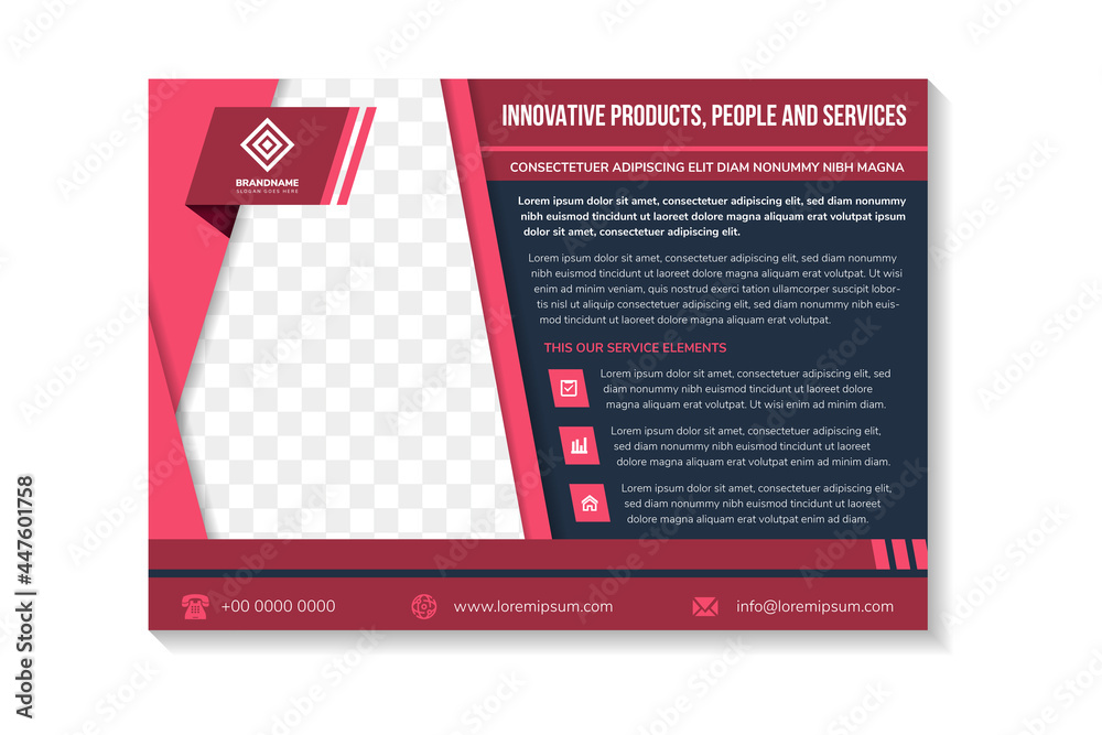 red flyer template design with example headline is innovative products ...