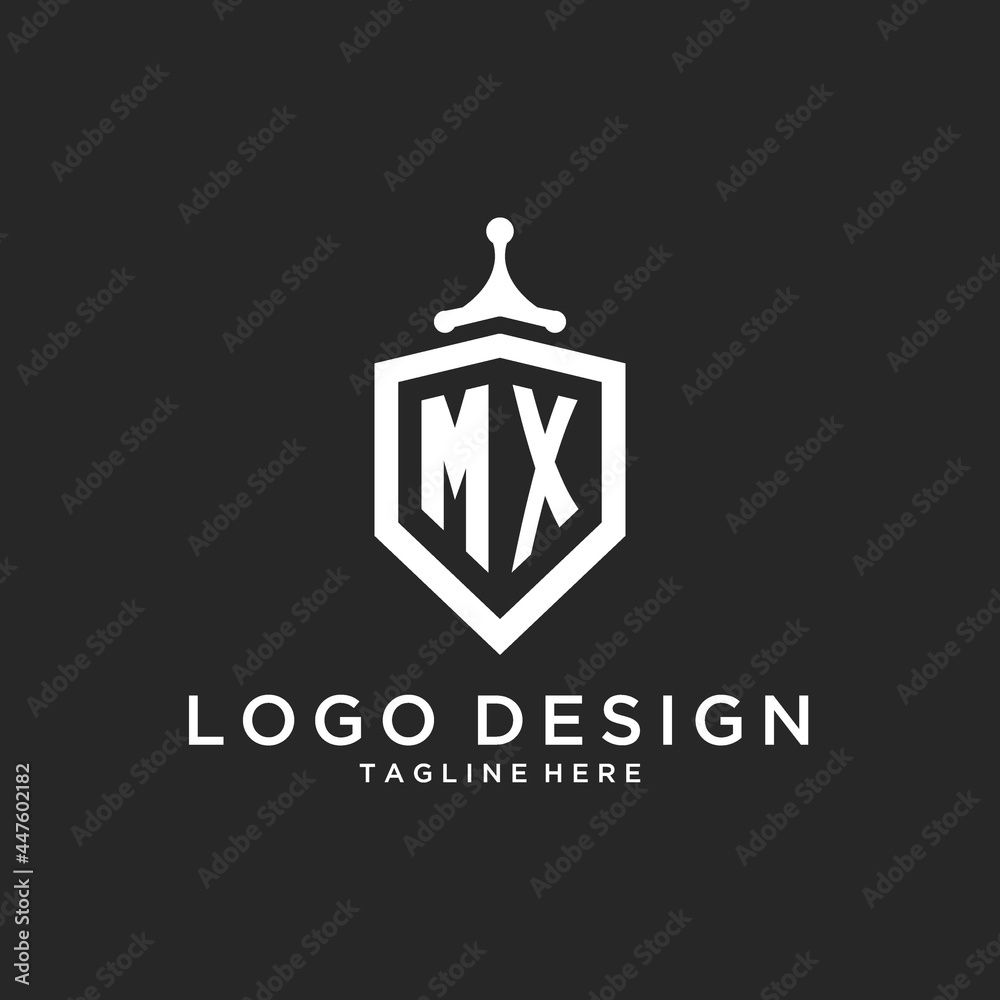 MX monogram logo initial with shield guard shape design Stock Vector | Adobe Stock