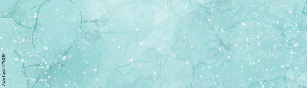 Abstract turquoise graphic background with alcohol ink elements ...