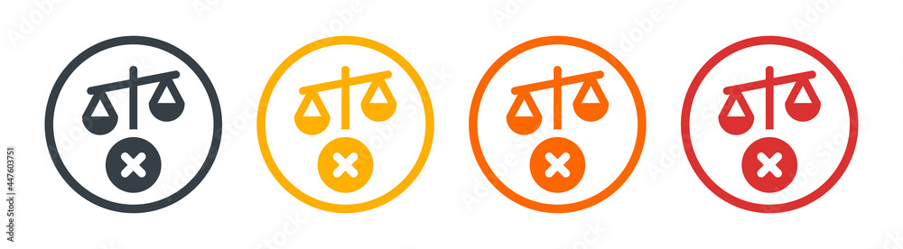 Unfair icon vector. Scale of Justice symbol of unequal. Unbalanced ...