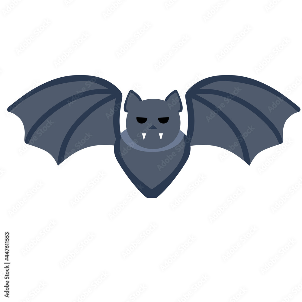 Bat. Flying nocturnal beast. Funny vampire predator with wings. Flat ...