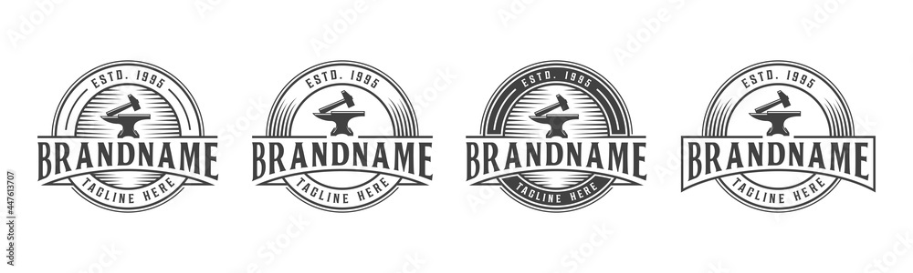 Vector graphic of vintage retro anvil | anvil label stamp logo design ...