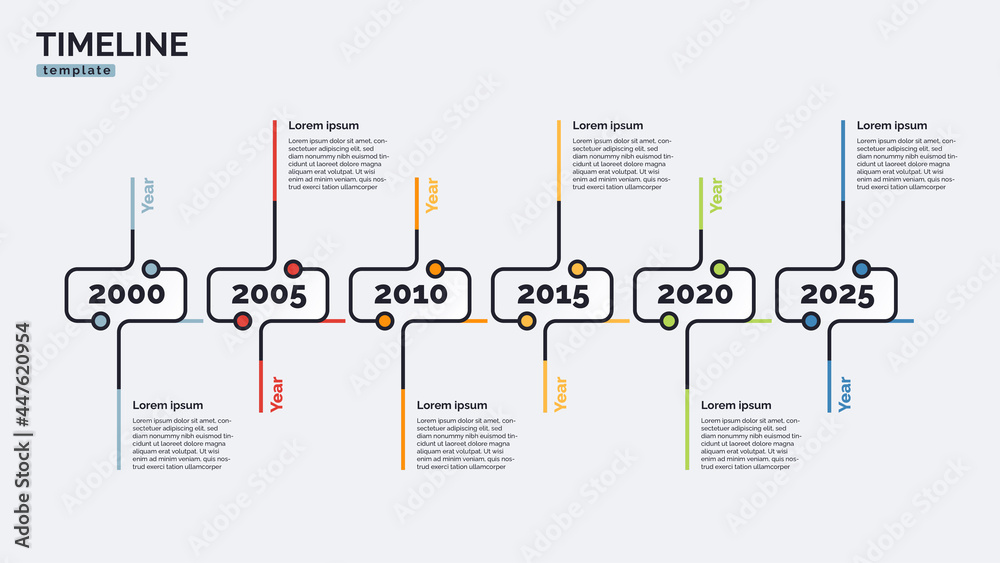 Vector timeline minimal infographic concept template with six periods ...