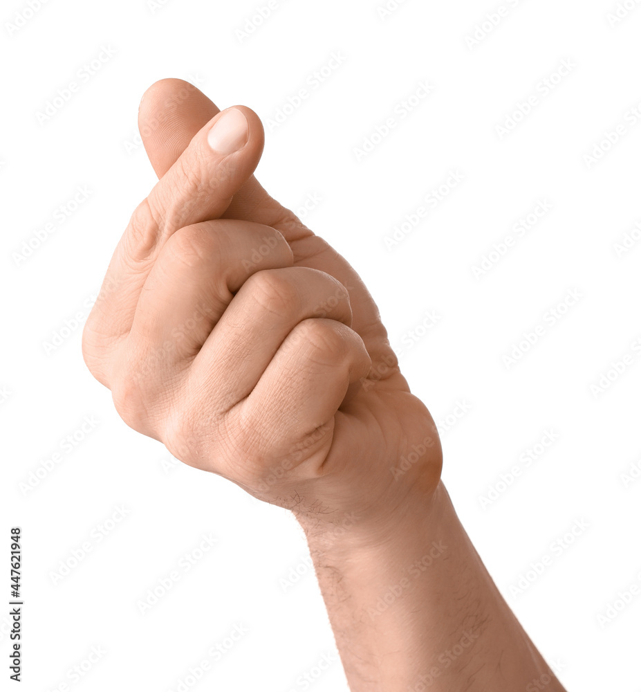 Man snapping fingers on white background Stock Photo | Adobe Stock
