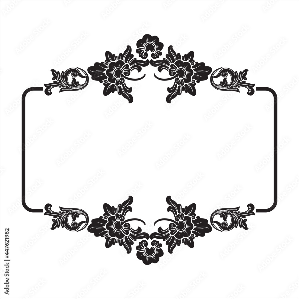 Balinese carving motif frame for invitations, certificates etc. Stock ...