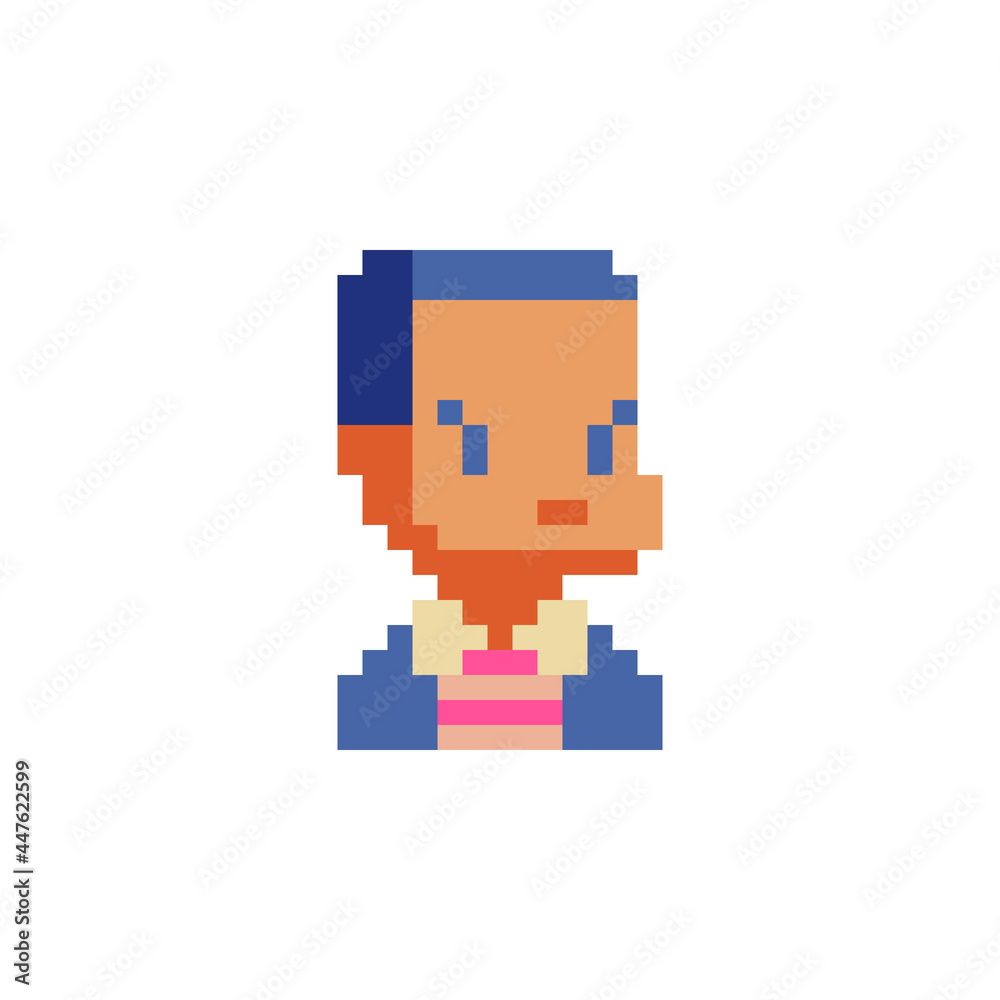 Pixel art character. Teenager Avatar. Profile picture. 8-bit. Isolated ...