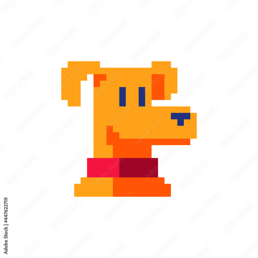 Fototapeta Dog character. Pixel art. Flat style. Dog head. Avatar ...