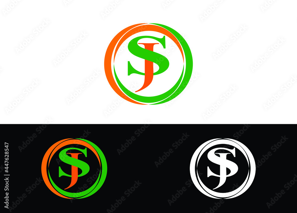 Initial Letter SJ Logo or Icon Design Vector Image Template Stock ...